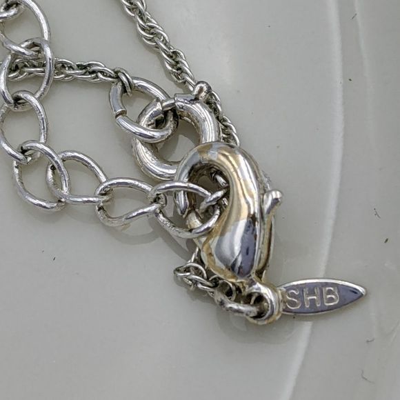 SHB | Jewelry | Shbsilver Tone Black Crystal Circle Necklace | Poshmark